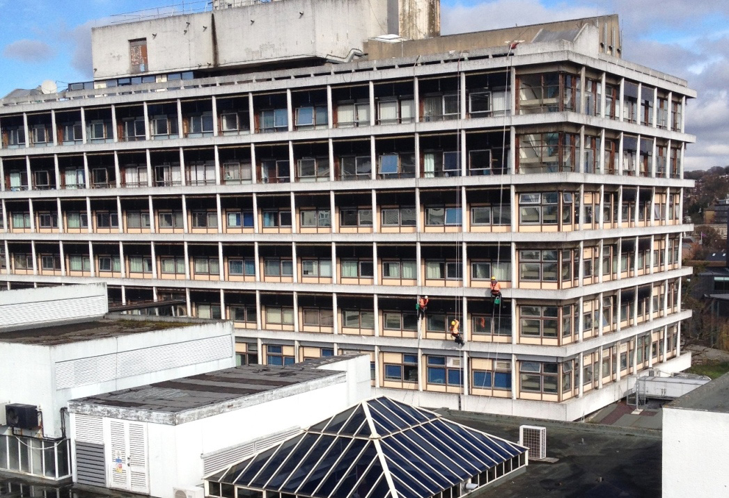 Concrete repairs & make safe works - Wycombe Hospital - Abseil Commercial